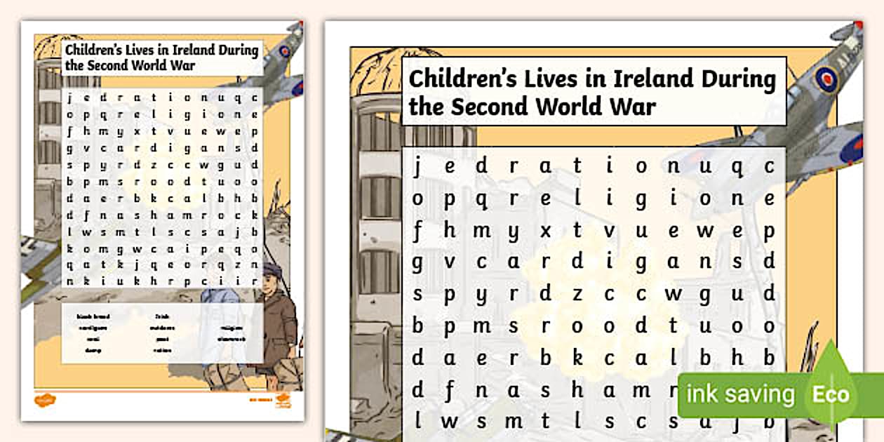 Children's Lives in Ireland During the Second World War Word Search