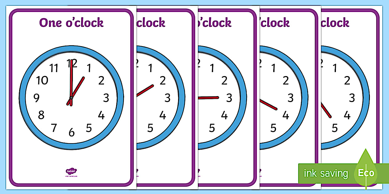 Class Clock Diagram - Analogue Hourly Posters (teacher made)