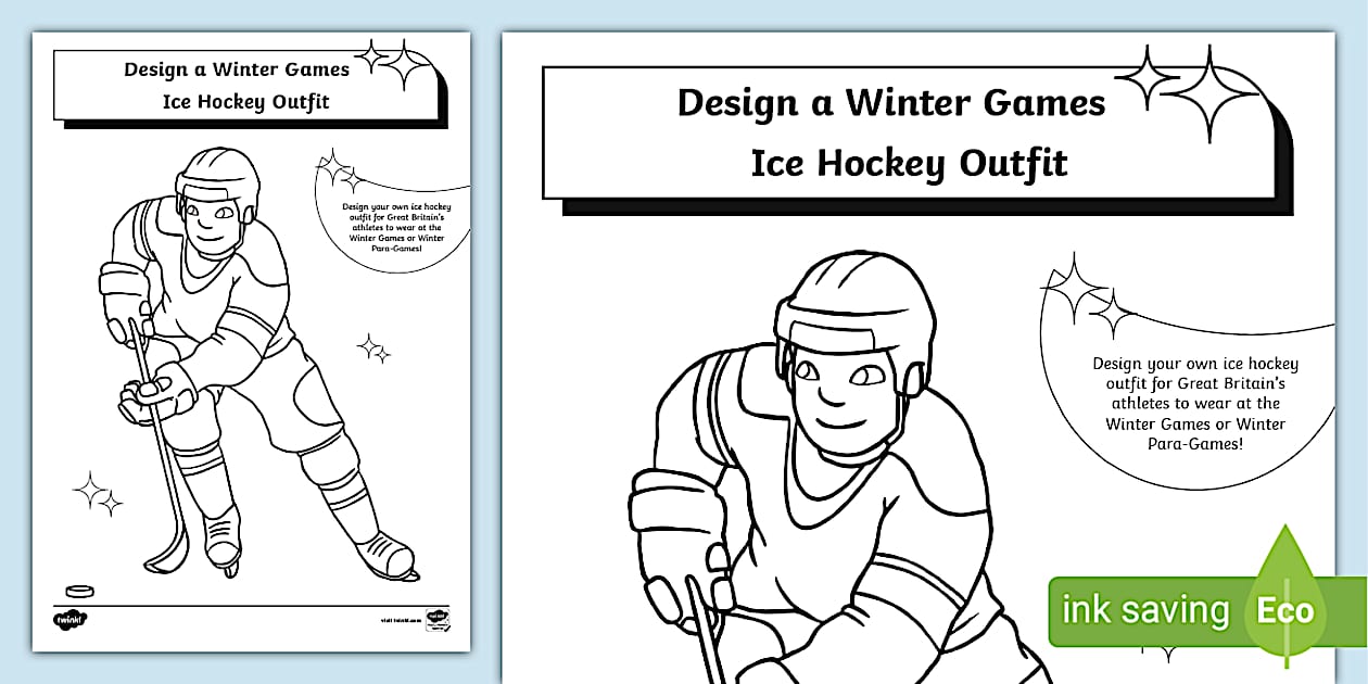 KS1, Kindergarten, Design a Winter Olympics Ice Hockey Outfit Worksheet