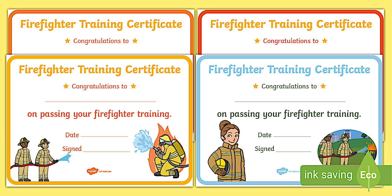 Firefighter Training Certificates - Twinkl