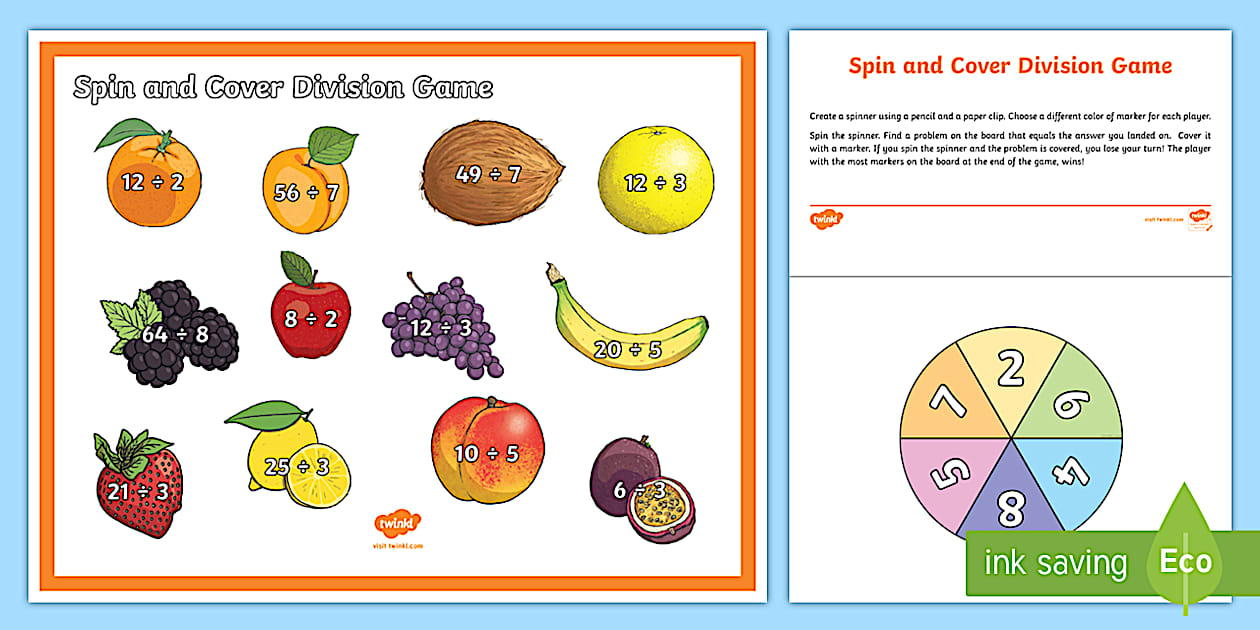 Spin and Cover Division Game (Teacher-Made) - Twinkl
