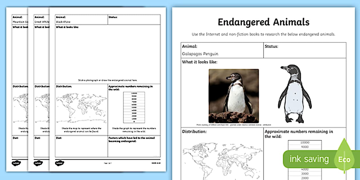 Endangered Animals Research - Fact File - KS2 - Twinkl Endangered Animals Research - Fact File - KS2 - Twinkl