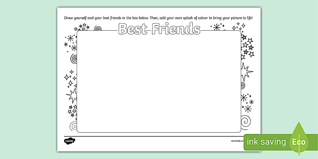Best Friends Colouring Page (Teacher-Made) - Twinkl