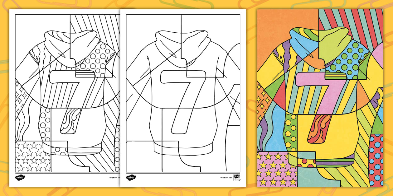 Primary 7 Pop Art Colouring Page (teacher made) - Twinkl
