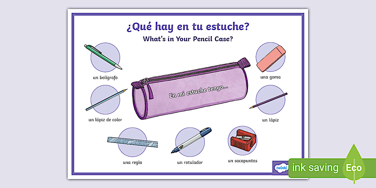 👉 Spanish: What's in Your Pencil Case? Word Mat - KS2 - Twinkl