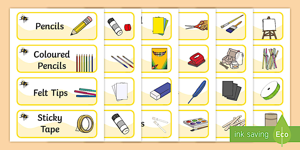 Bumble Bee Themed Editable Creative Area Resource Labels