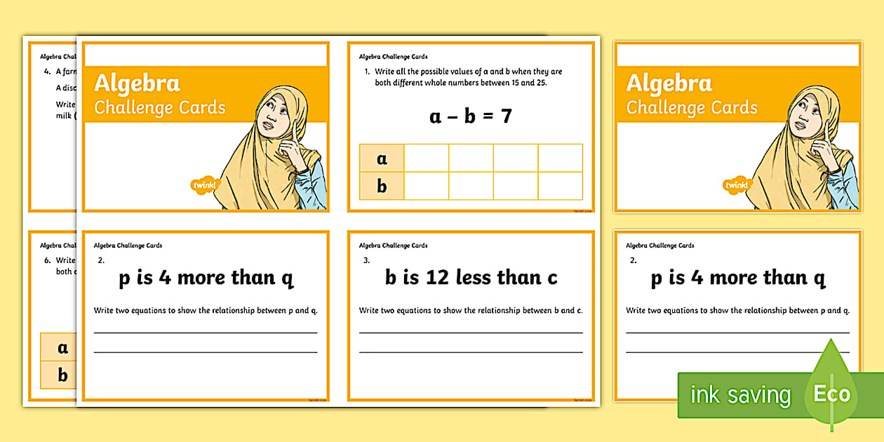 Algebra Challenge Cards | Algebra Questions | Maths - Twinkl