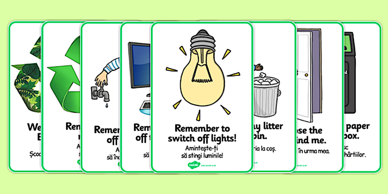 Eco and Recycling Display Posters Romanian Translation