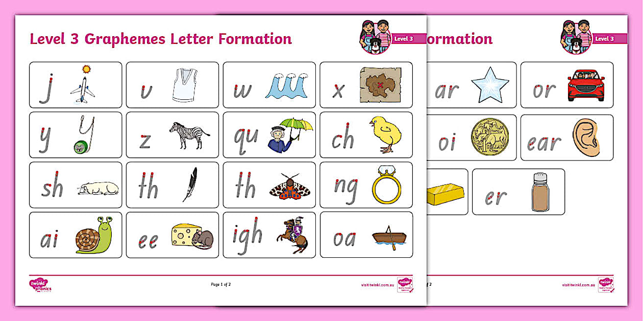 Level 3 Graphemes Letter Formation Activity - Twinkl