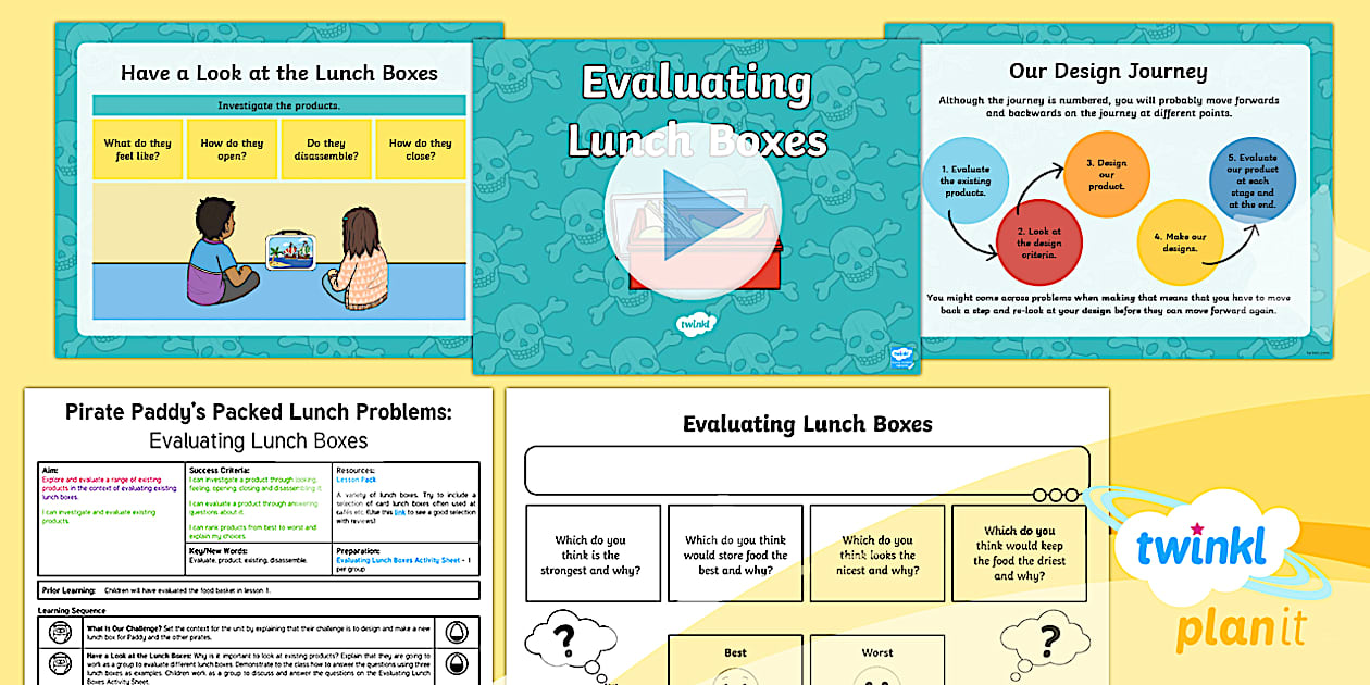 D&T: Pirate Paddy's Packed Lunch Problems: Evaluating Lunchboxes KS1 Lesson