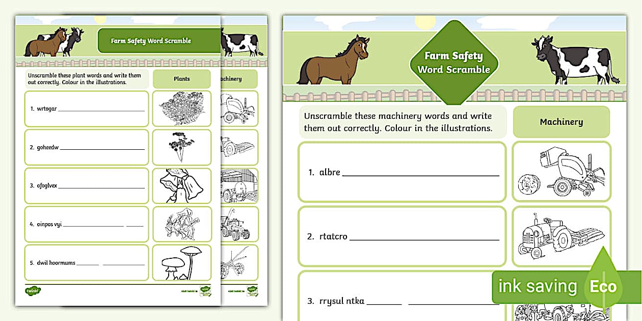Farm Safety Word Scramble (teacher made) - Twinkl