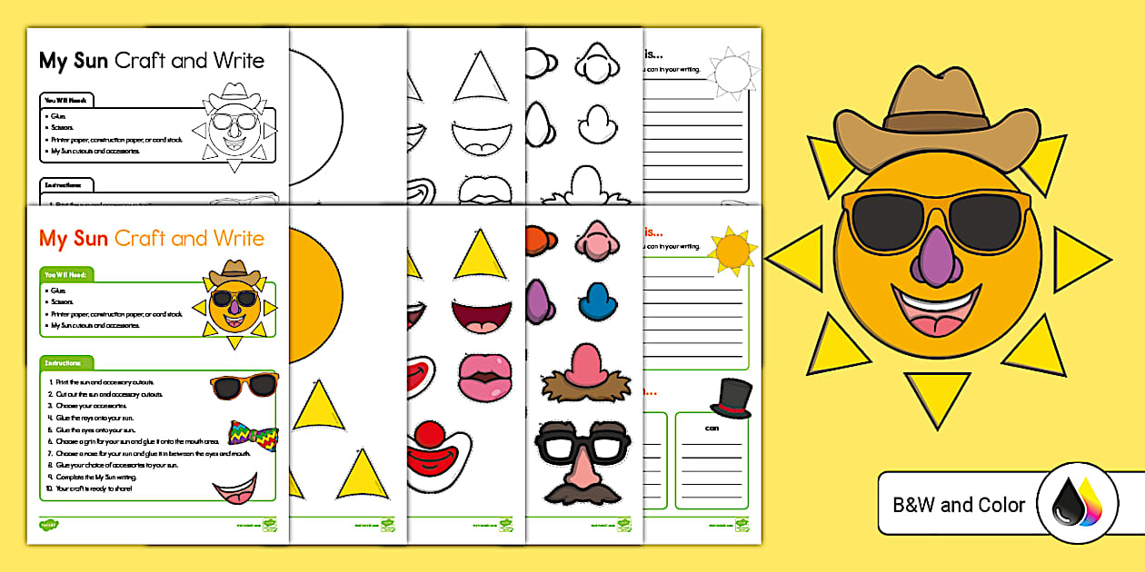 My Sun Craft and Write -un Word Family Activity for K-1st Grade