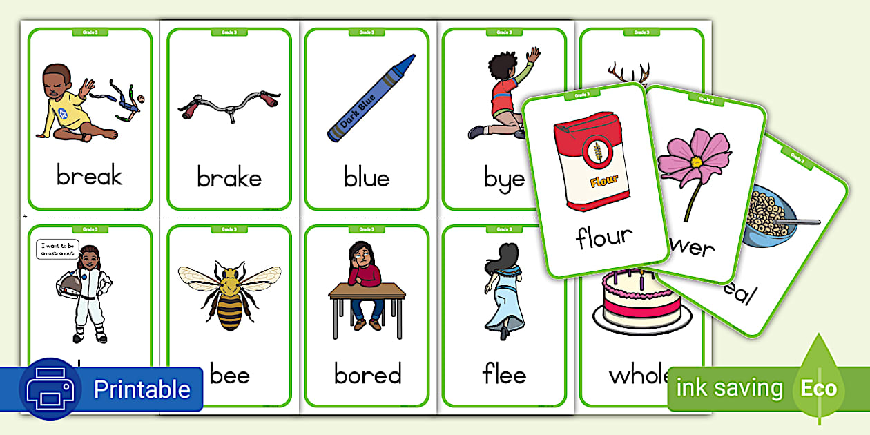 Grade 3 Phonics: Homophones: Flashcards
