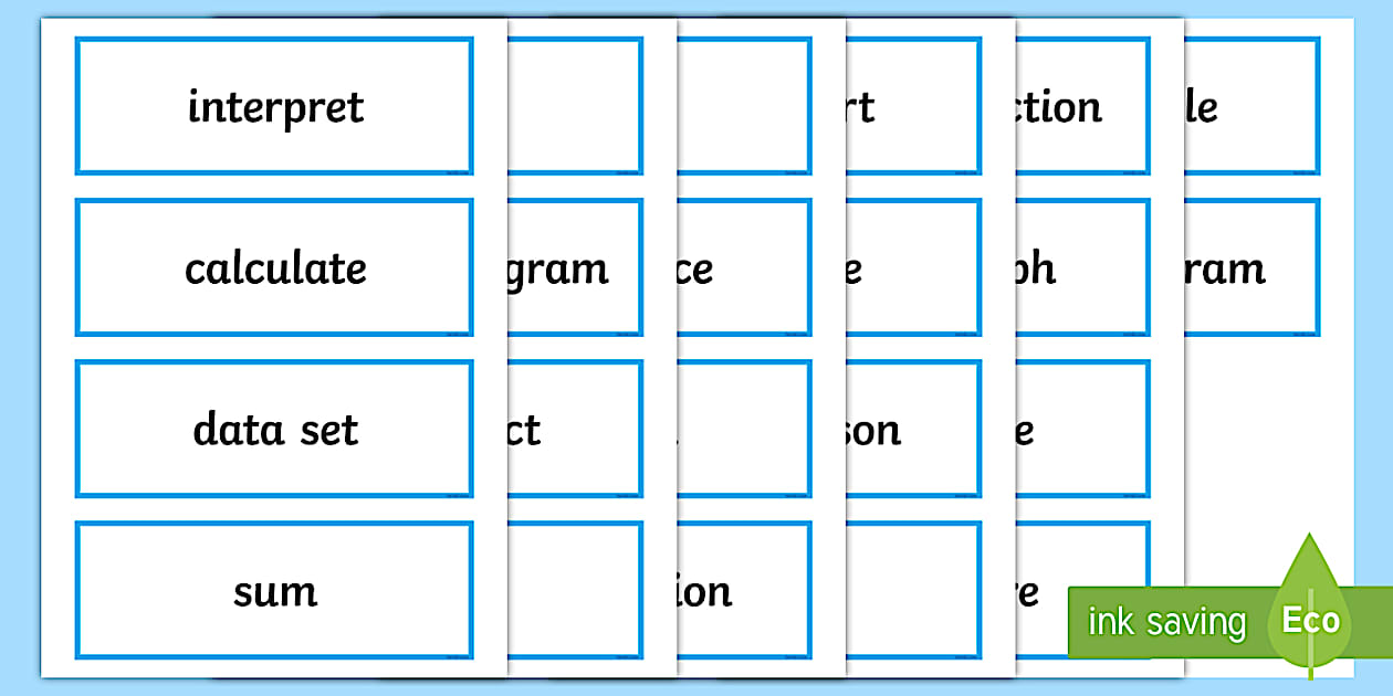 Black and White UKS2 Statistics Key Word Cards - Twinkl