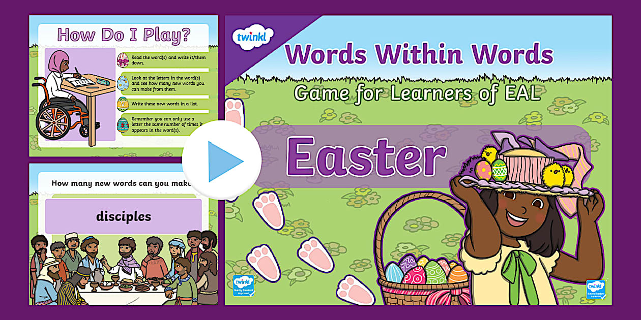 Words Within Words Game for Learners of EAL - Easter
