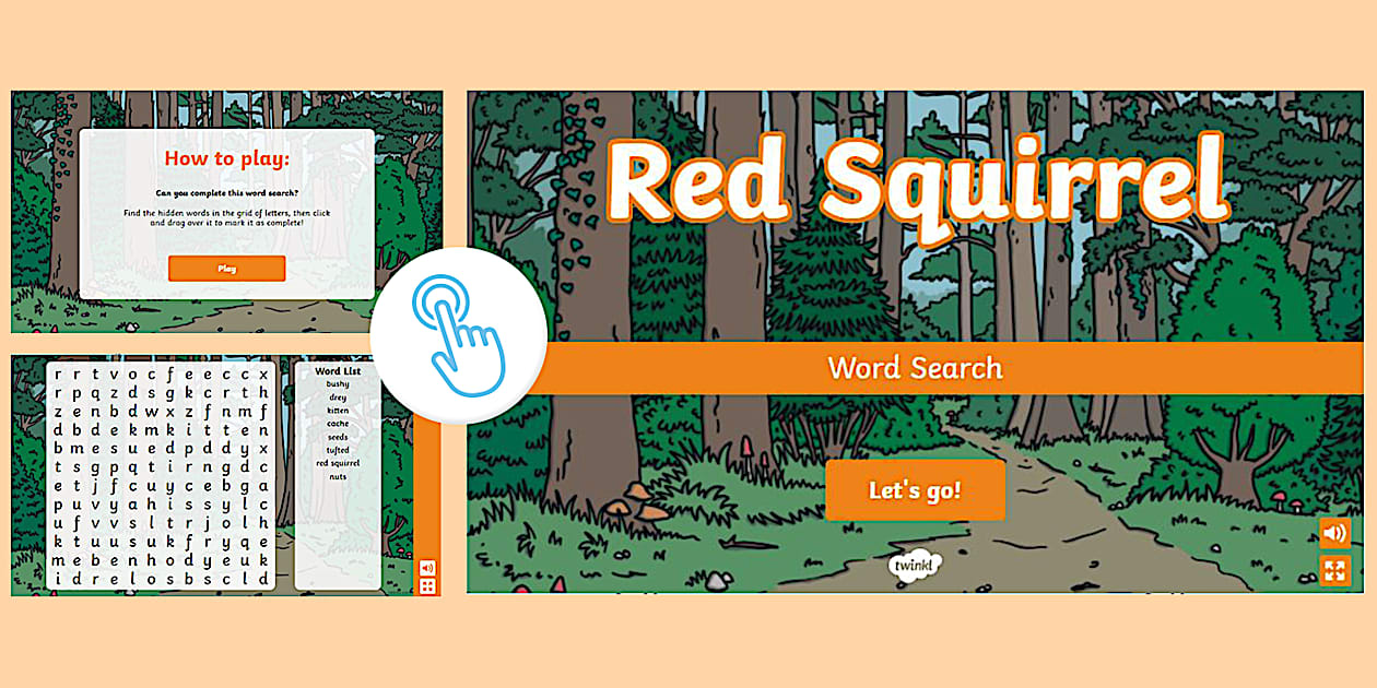 Red Squirrel Interactive Word Search (teacher made) - Twinkl