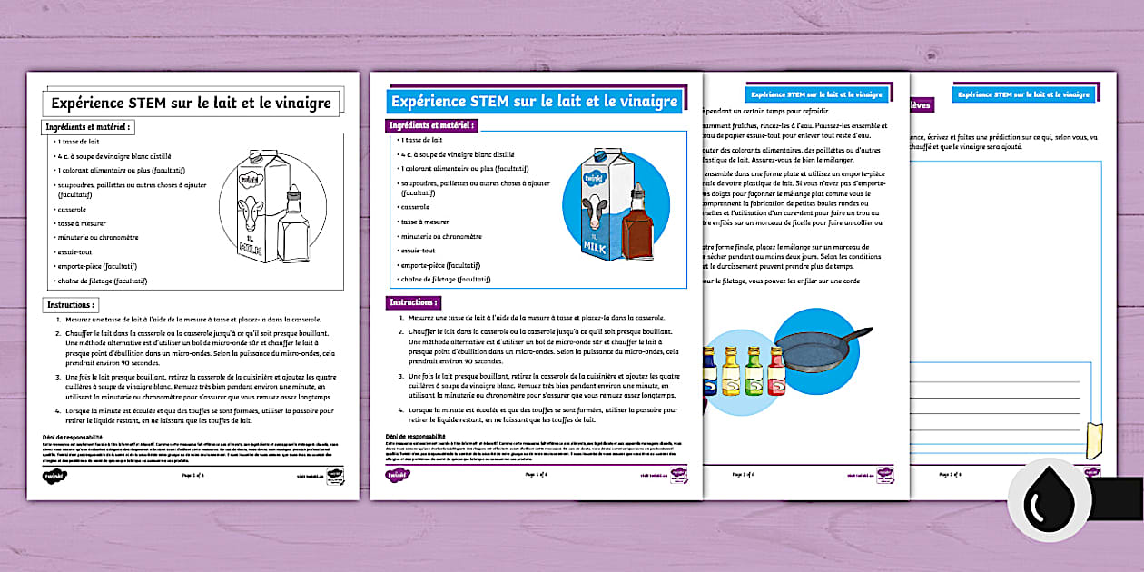 Milk and Vinegar Experiment STEM Activity French
