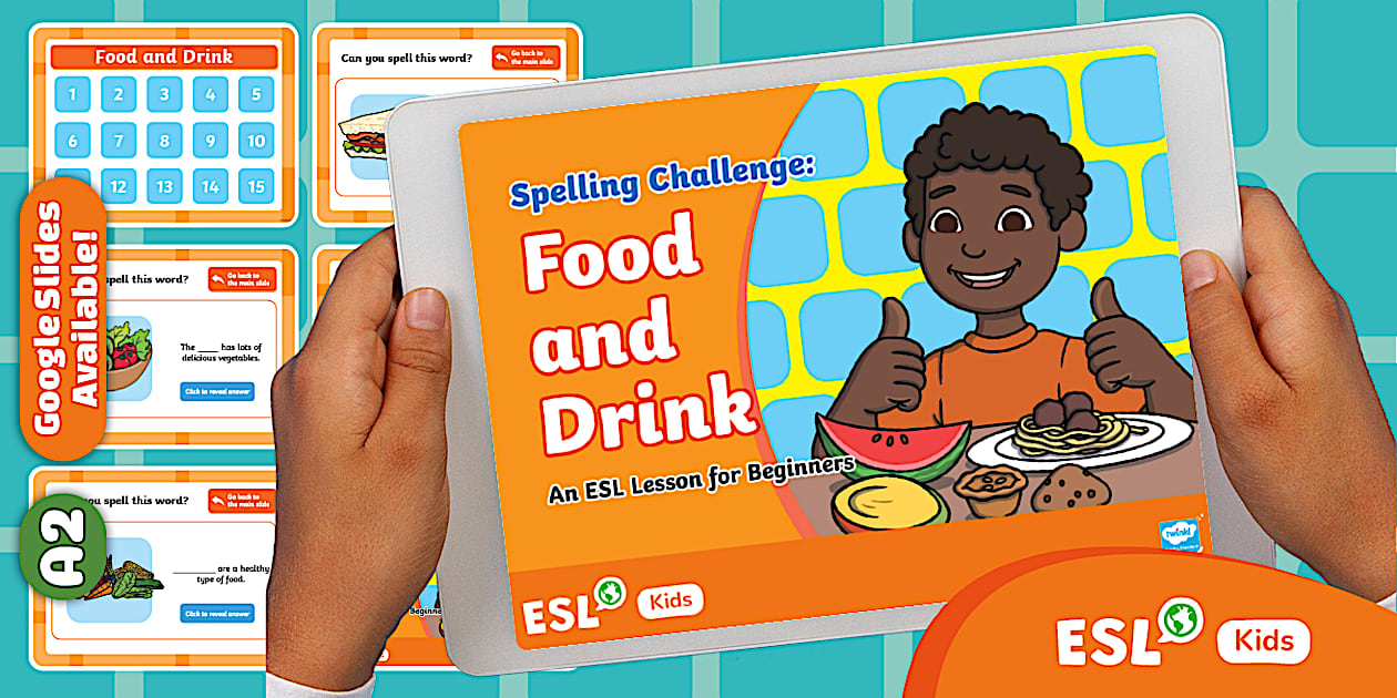 ESL Spelling Game: Food & Drink for Kids