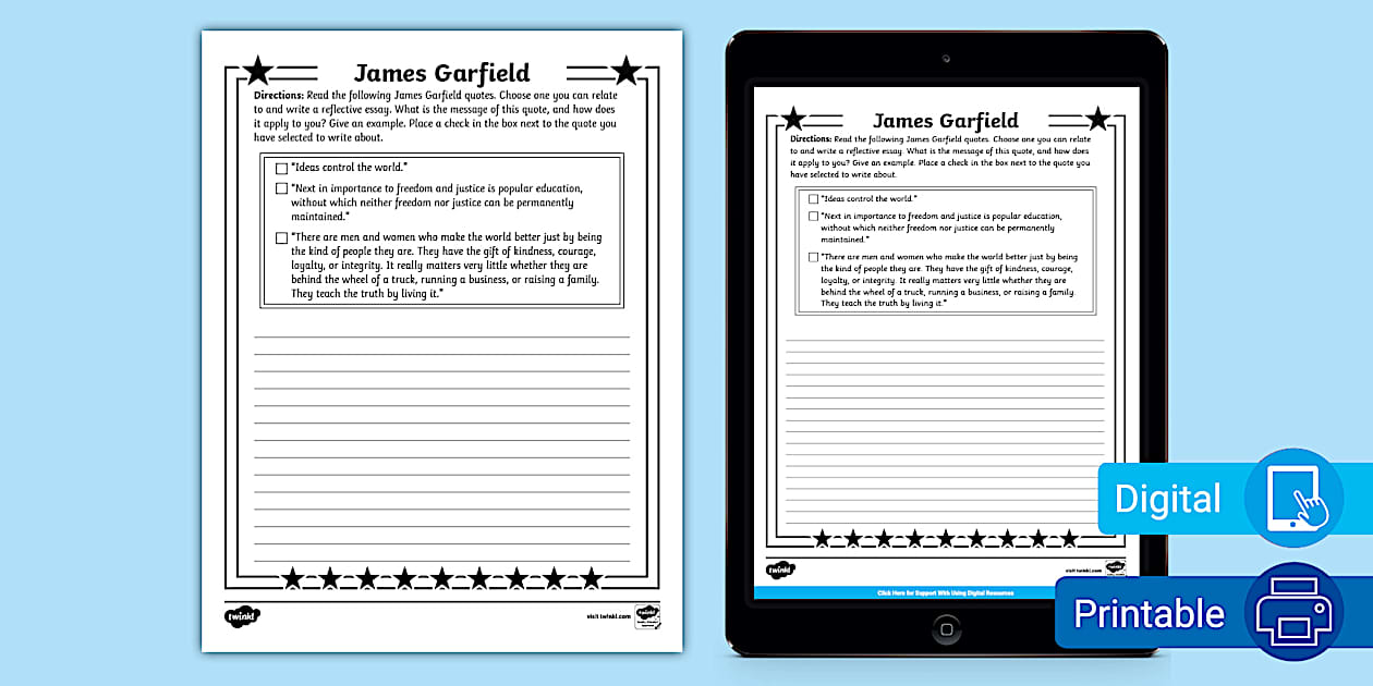 Eighth Grade James Garfield Writing Connection - Twinkl