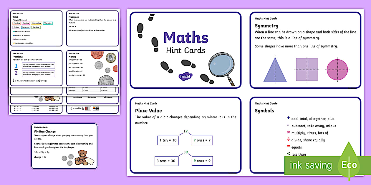 KS1 Maths Hint Cards (teacher made) - Twinkl