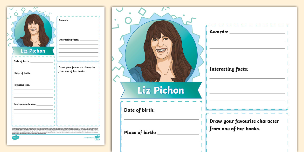Liz Pichon Fact File Template (teacher made) - Twinkl