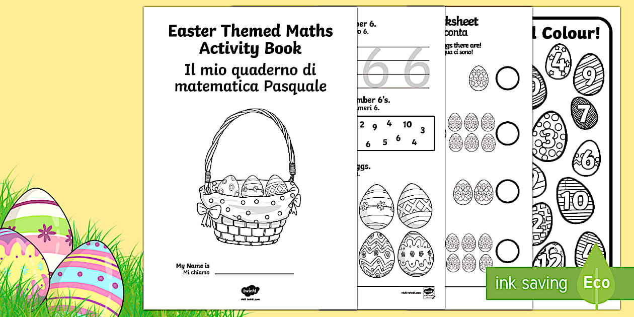 Easter Themed Maths Activity Book English/Italian - Easter Themed Maths