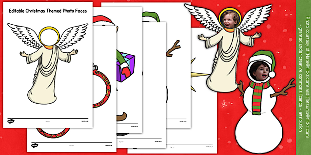 Black and White Editable Christmas Themed Photo Faces