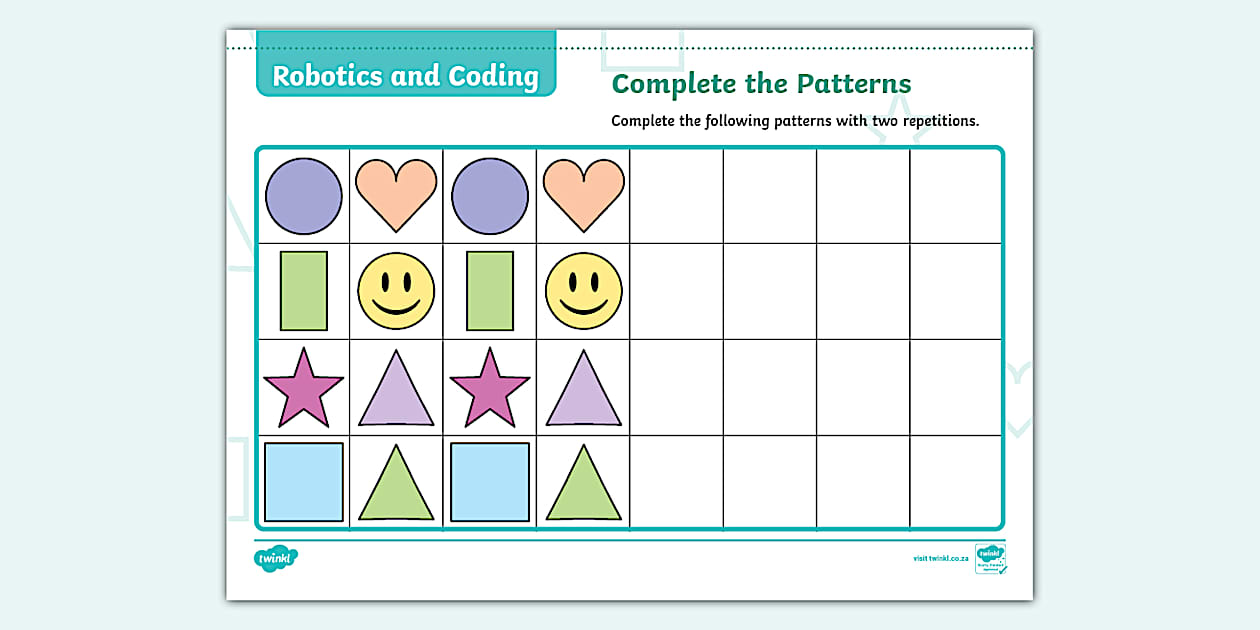 Grade R Coding and Robotics - Patterns with Shape and Colour