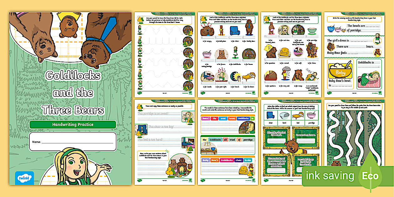 EYFS/KS1 Goldilocks and the Three Bears Pencil Control and Letter Formation
