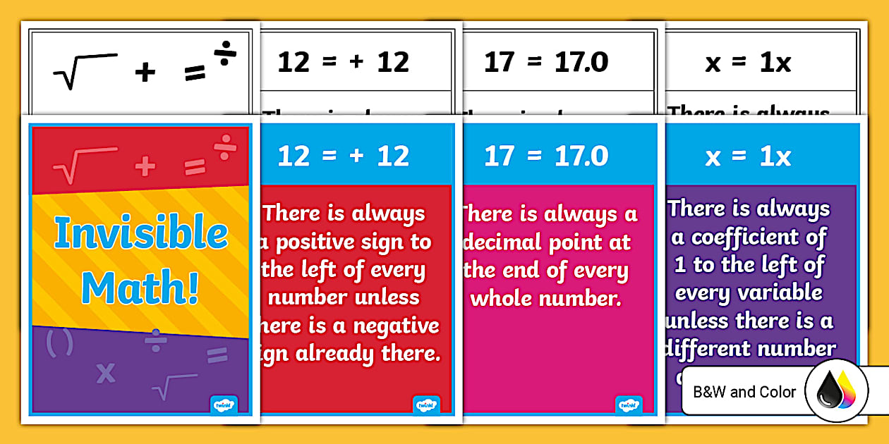 Invisible Math Posters for 6th-8th Grade