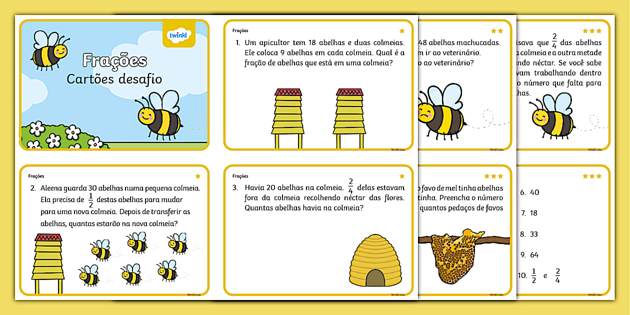 Frações - Cartões desafio (teacher made) - Twinkl