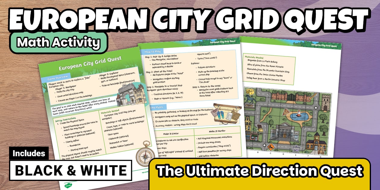 European City Grid Quest Math Activity