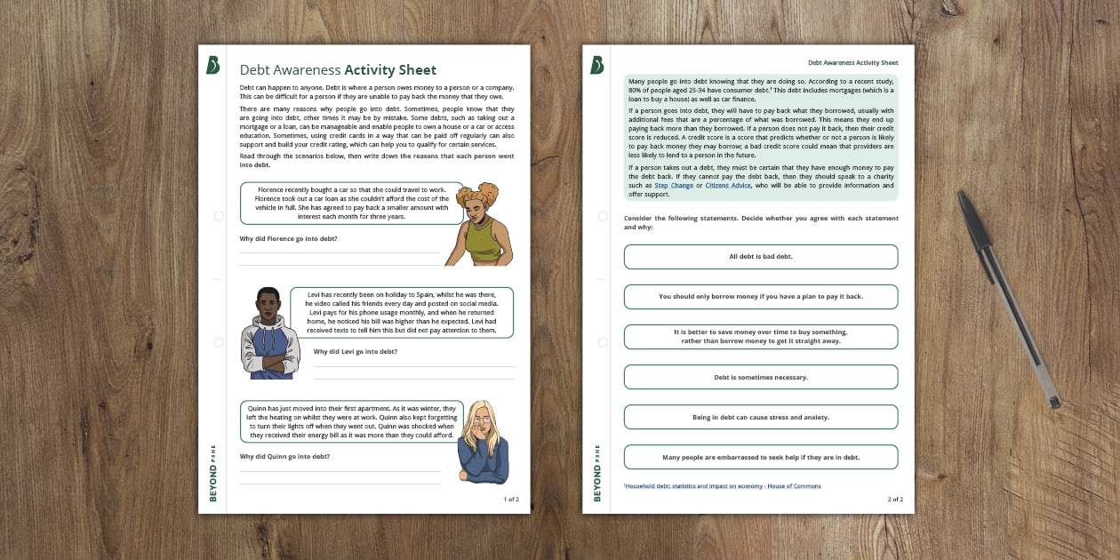 Debt Awareness Week Worksheet