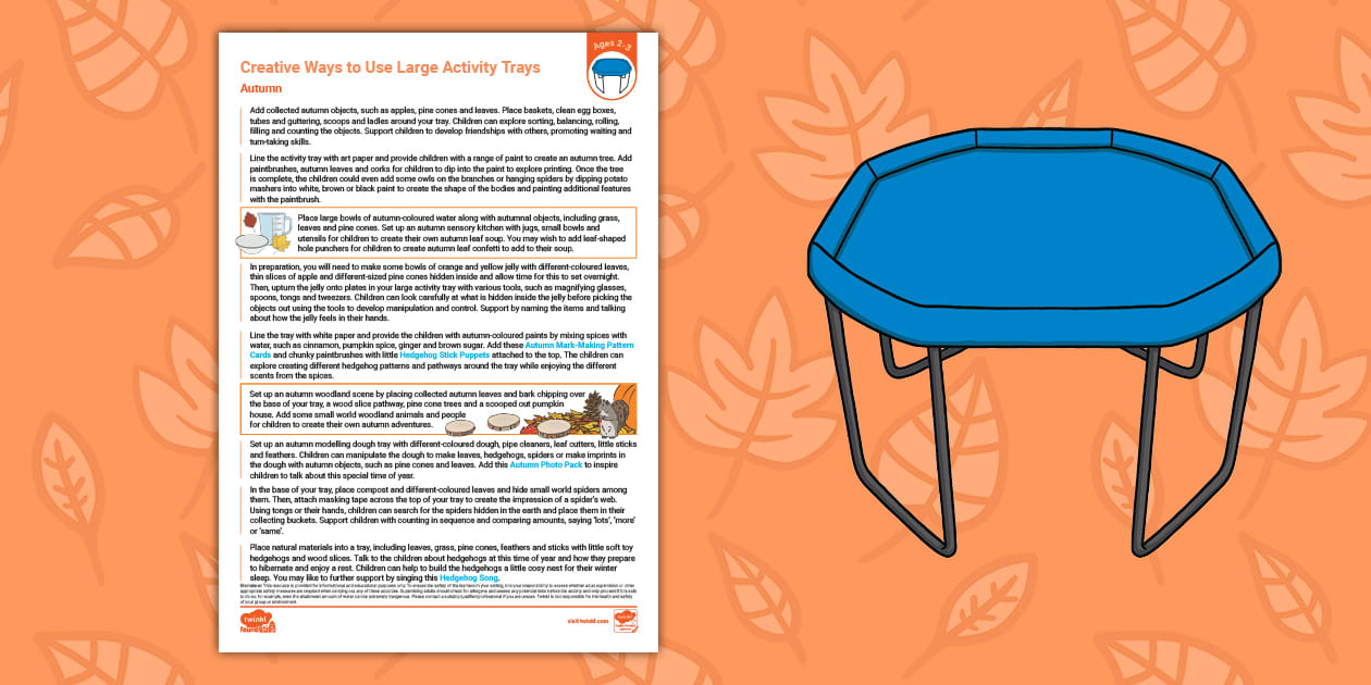 EYFS Ages 2-3 Large Activity Trays: Autumn | Twinkl - Twinkl