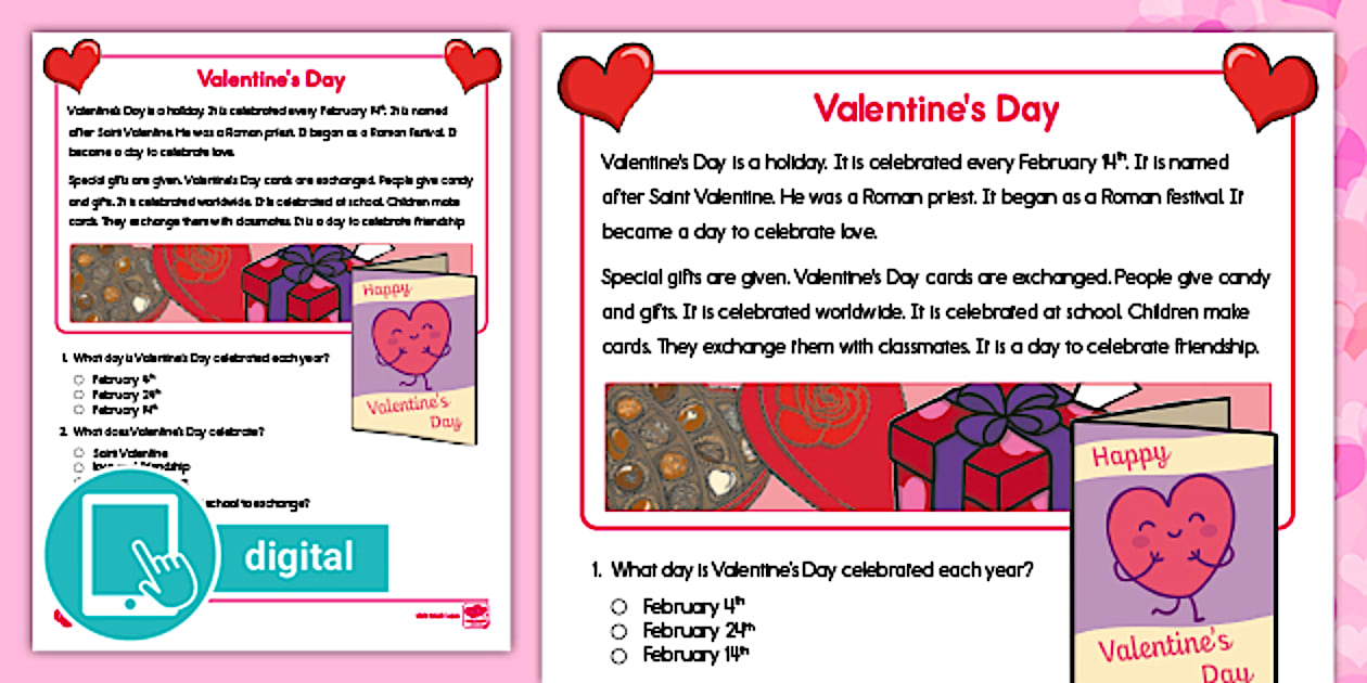 1st Grade Valentine’s Day Reading Comprehension | Twinkl USA