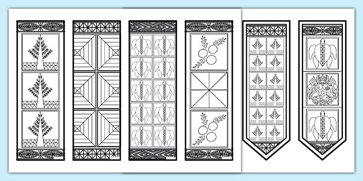 Tongan Ngatu Pattern Bookmarks (teacher made) - Twinkl