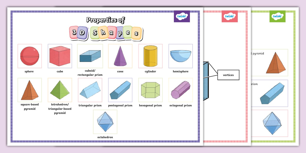 * NEW * 3D Shape Vocabulary Word Mats - Twinkl - KS2