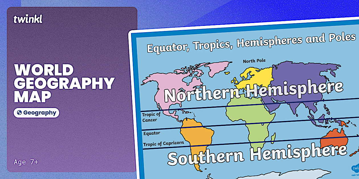 Equator and Hemisphere Map | Twinkl Display Poster