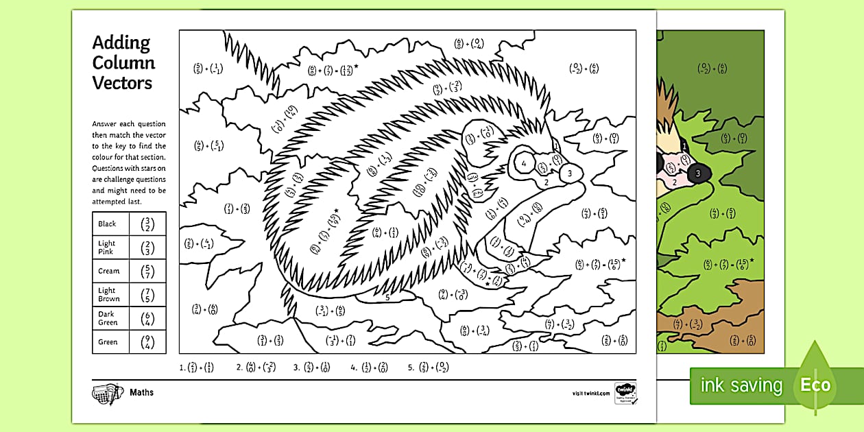 Adding Column Vectors Color by Number (Teacher-Made)