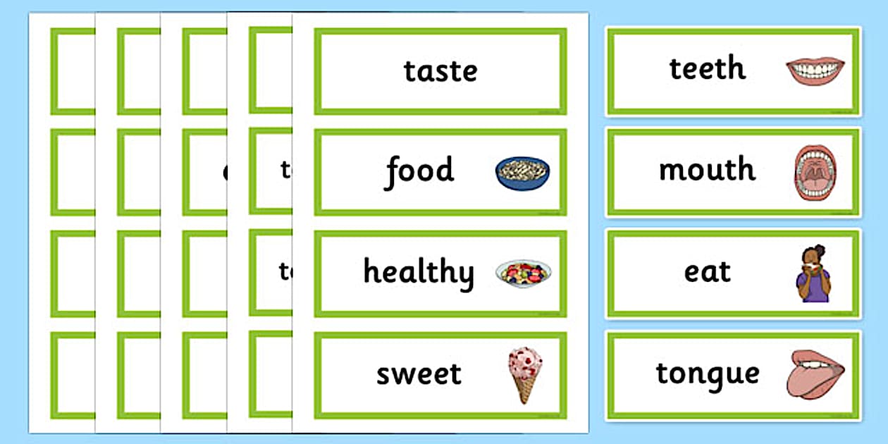Cursive Teeth And Eating Word Cards (Teacher-Made) - Twinkl