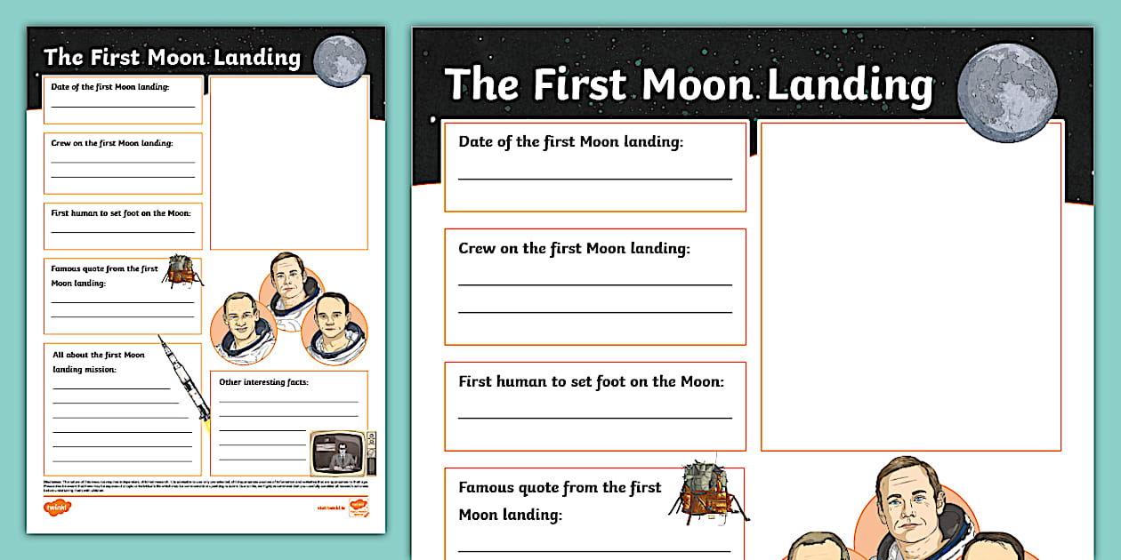 The First Moon Landing Fact File Template (teacher made)