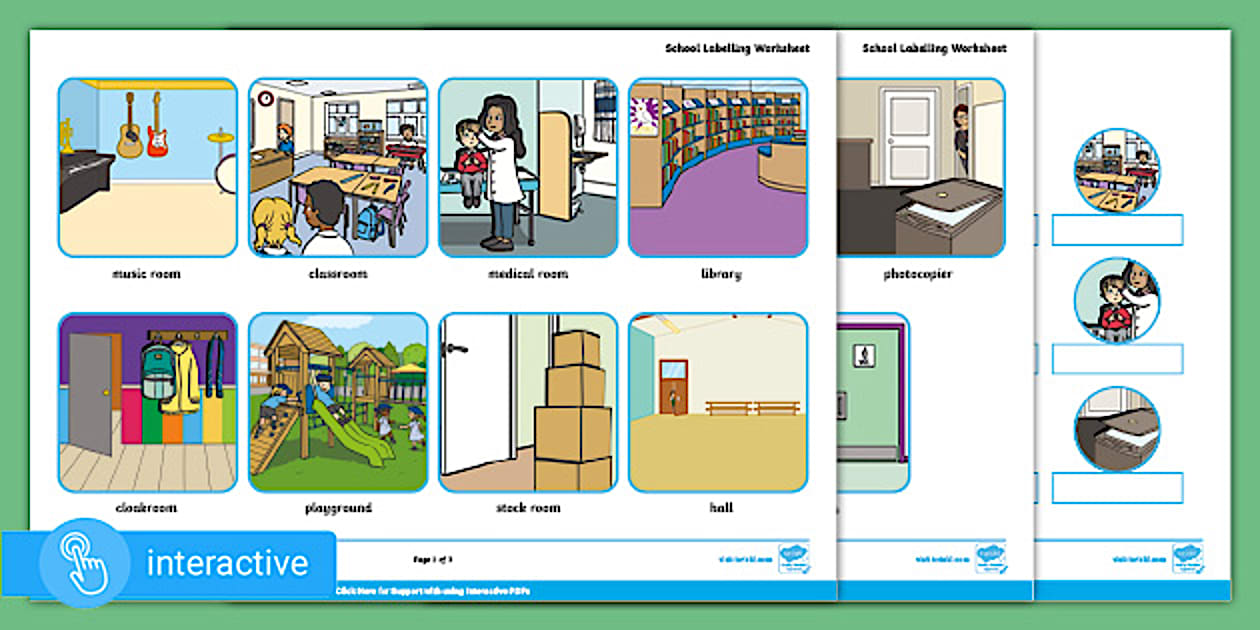 School Labelling Worksheet - Interactive EAL Activity