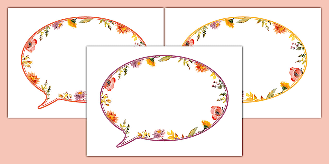 Wildflower Botanical Themed Speech Bubble Display Cut-Outs