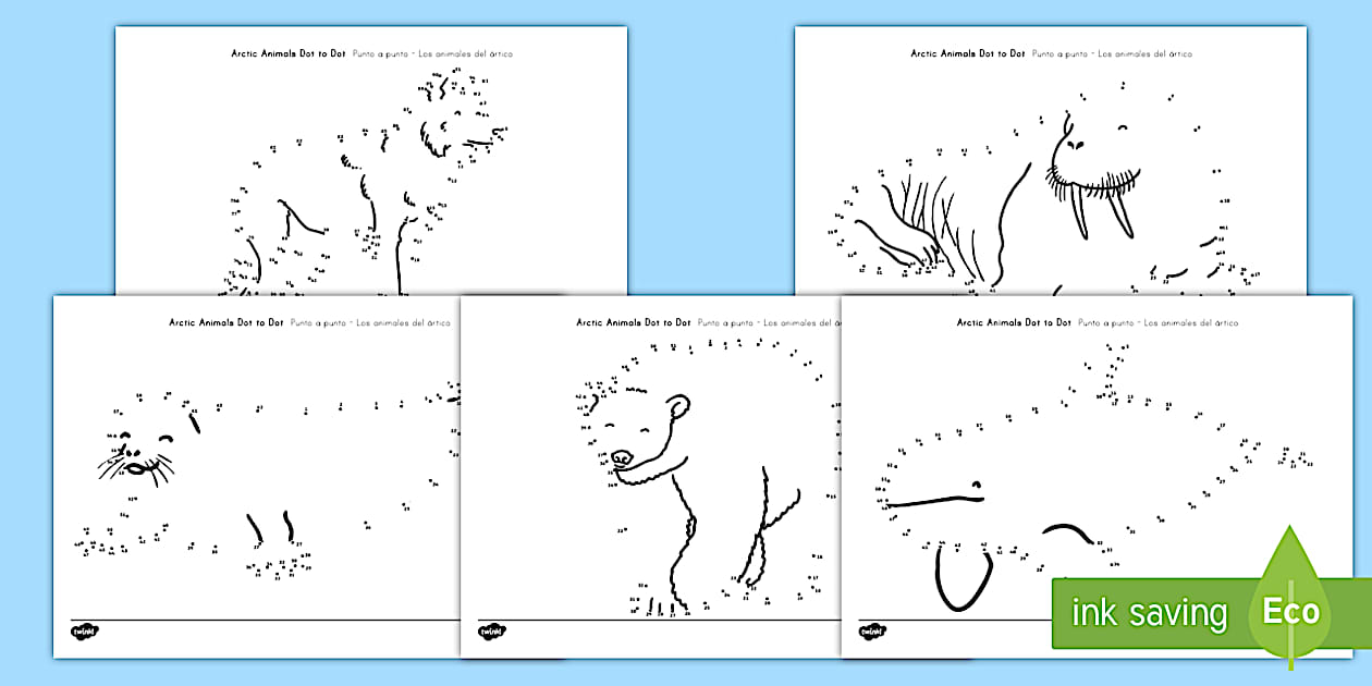 Arctic Animals Dot to Dot English/Spanish (teacher made)