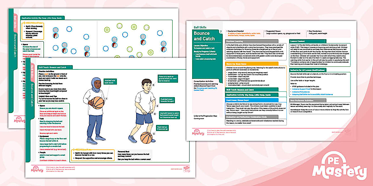 PE Mastery: Year 2 Ball Skills Lesson 7 - Bounce and Catch