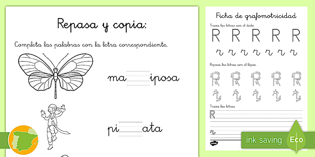 Ficha de grafomotricidad: La letra R suave (teacher made)