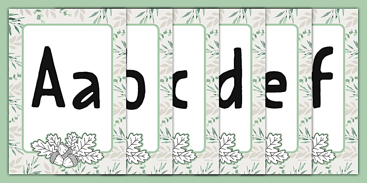 Botanical-Themed Acorn Alphabet A-Z Display Posters - Twinkl