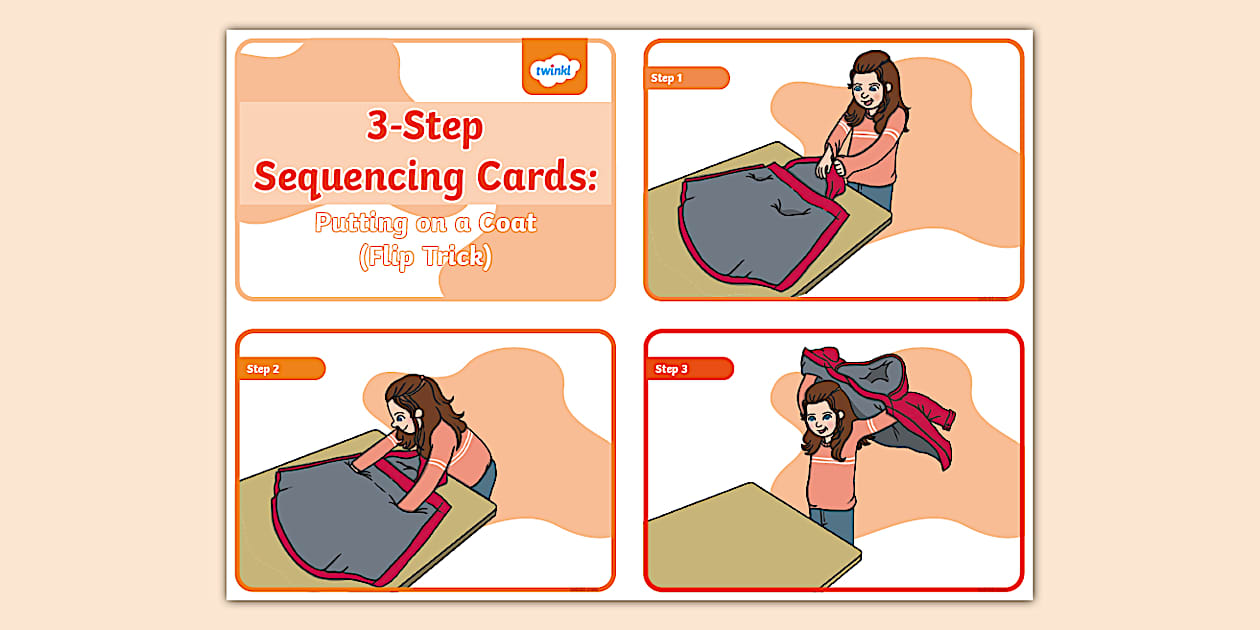 3-Step Sequencing Cards: Putting on a Coat (Flip Trick)