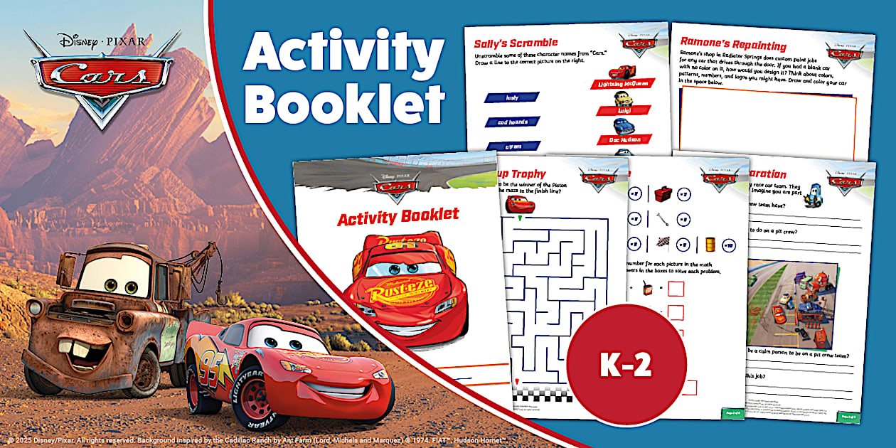 Cars: Activity Booklet for K-2nd Grade