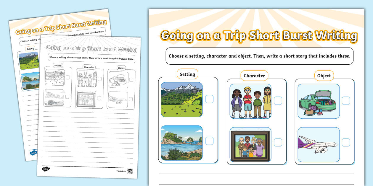 Going on a Trip Short Burst Writing Template - Twinkl